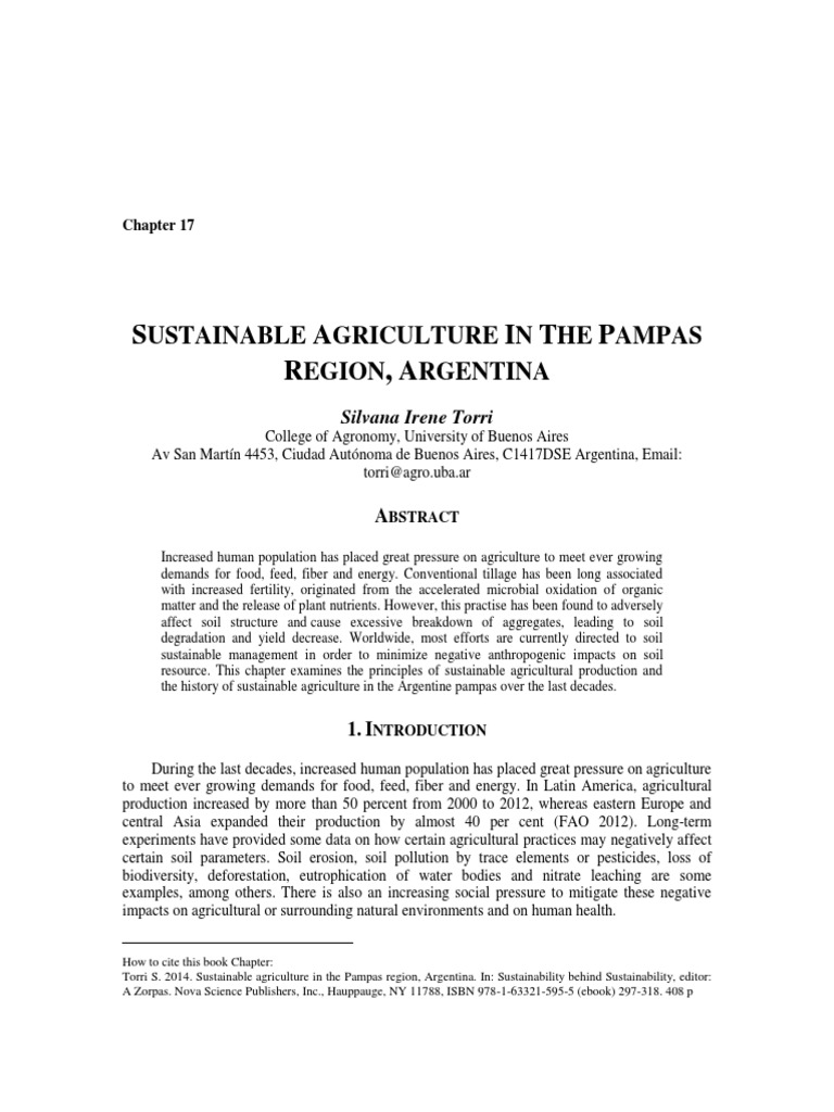 Sustainable Agriculture in The Pampas Region, Argentina. | PDF ...
