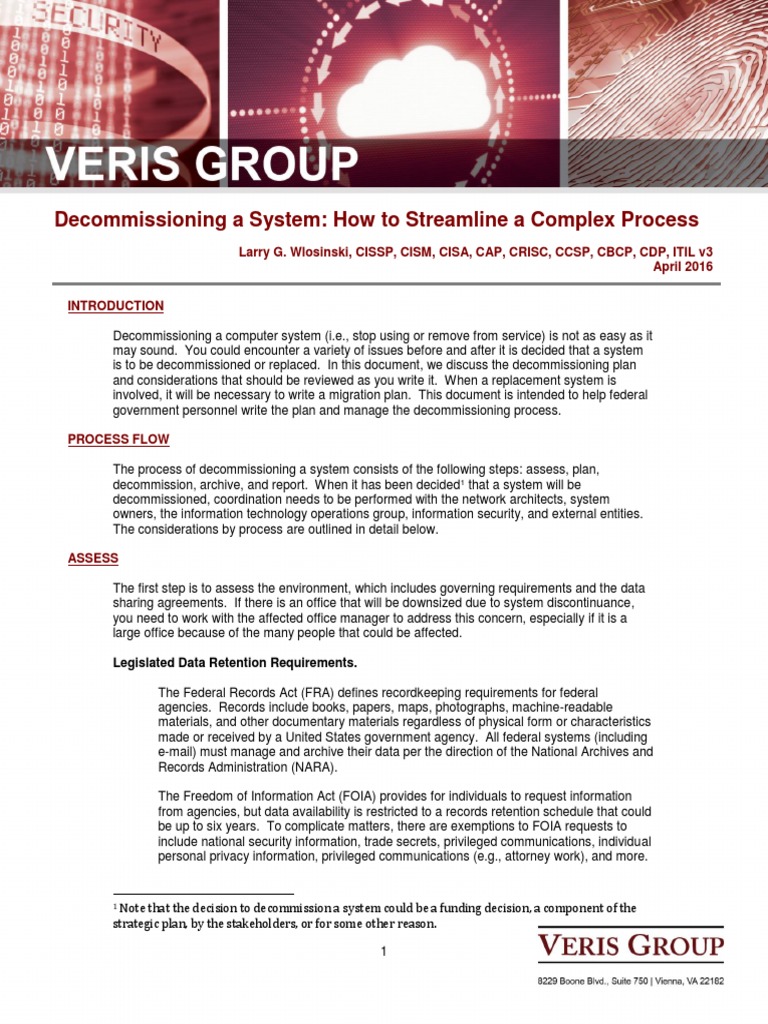 Decommissioning A System White Paper | PDF | Cloud Computing | Health ...