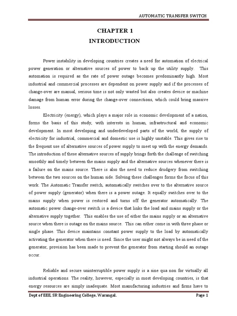 Automatic Transfer Switch | PDF | Switch | Relay