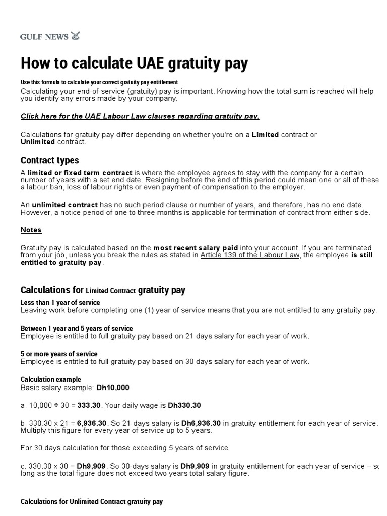 How to Calculate UAE Gratuity Pay _ GulfNews | Gratuity | Employment