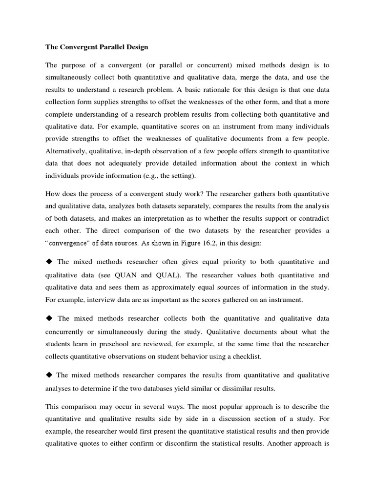 The Convergent Parallel Design | PDF | Qualitative Research ...