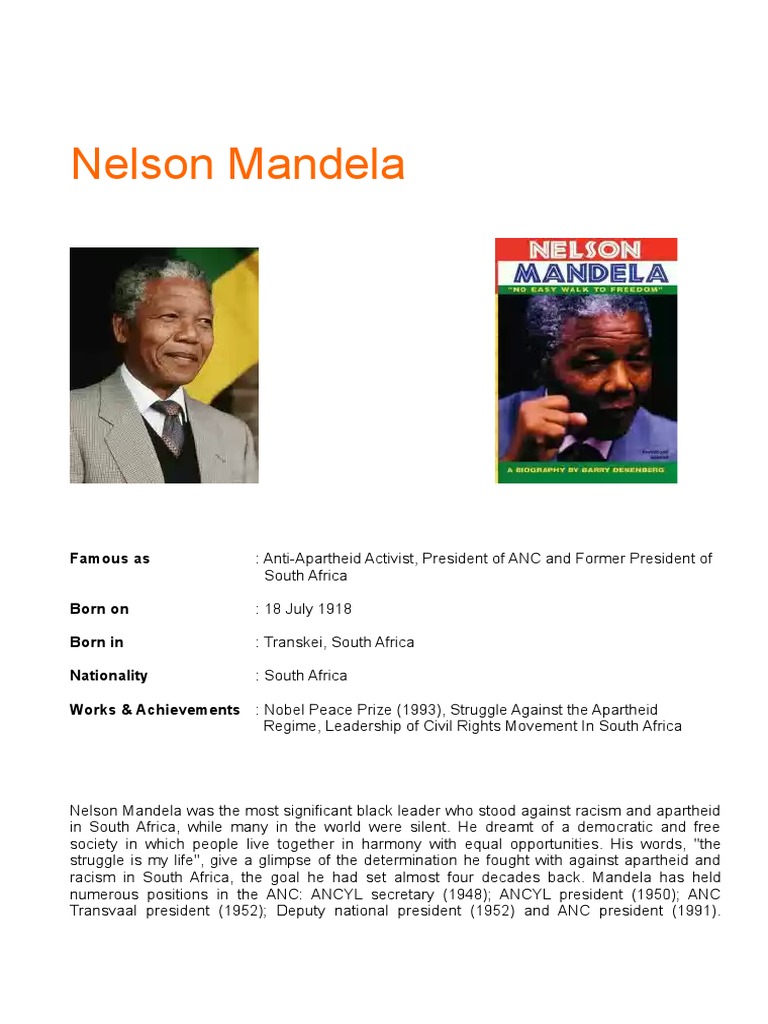 Nelson Mandela | PDF | Nelson Mandela | Apartheid