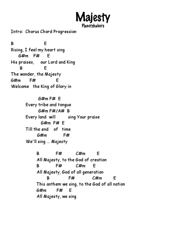 Majesty Chords and Lyrics Guide | PDF