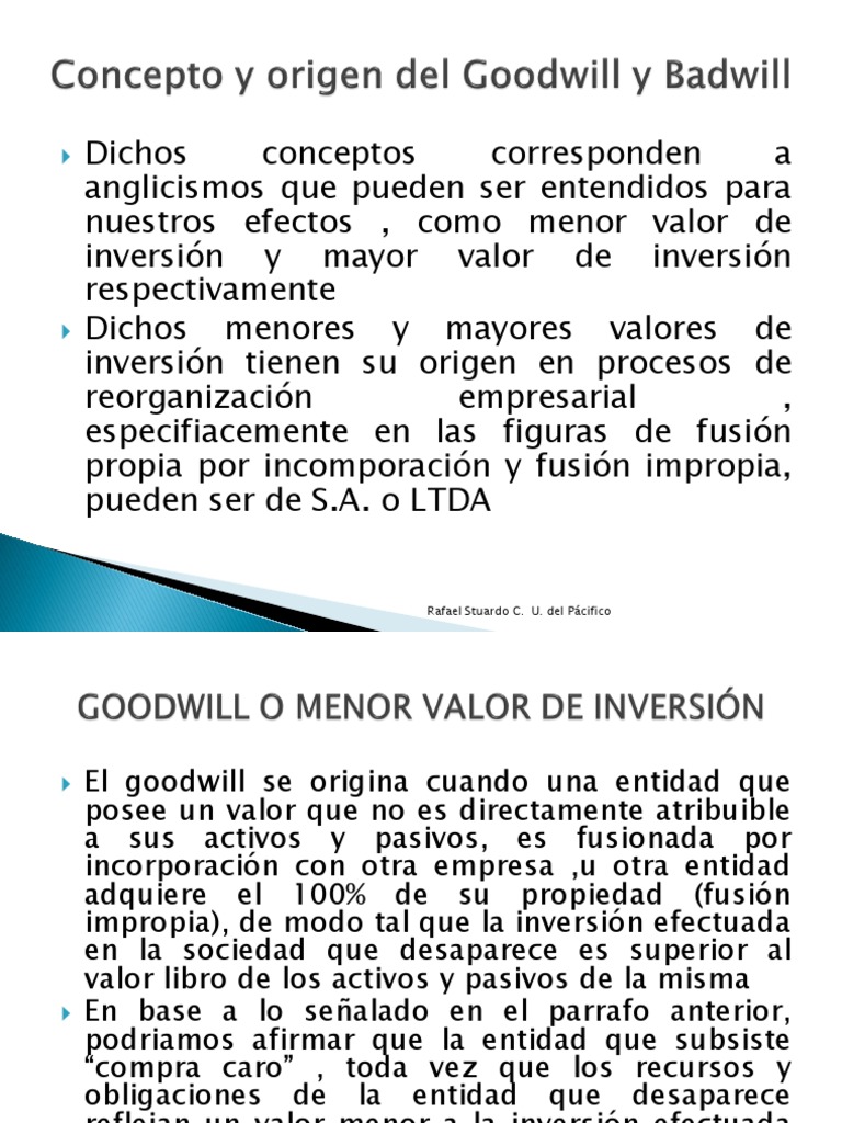 Concepto y Origen Del Goodwill y Badwill | PDF | Compartir (Finanzas ...