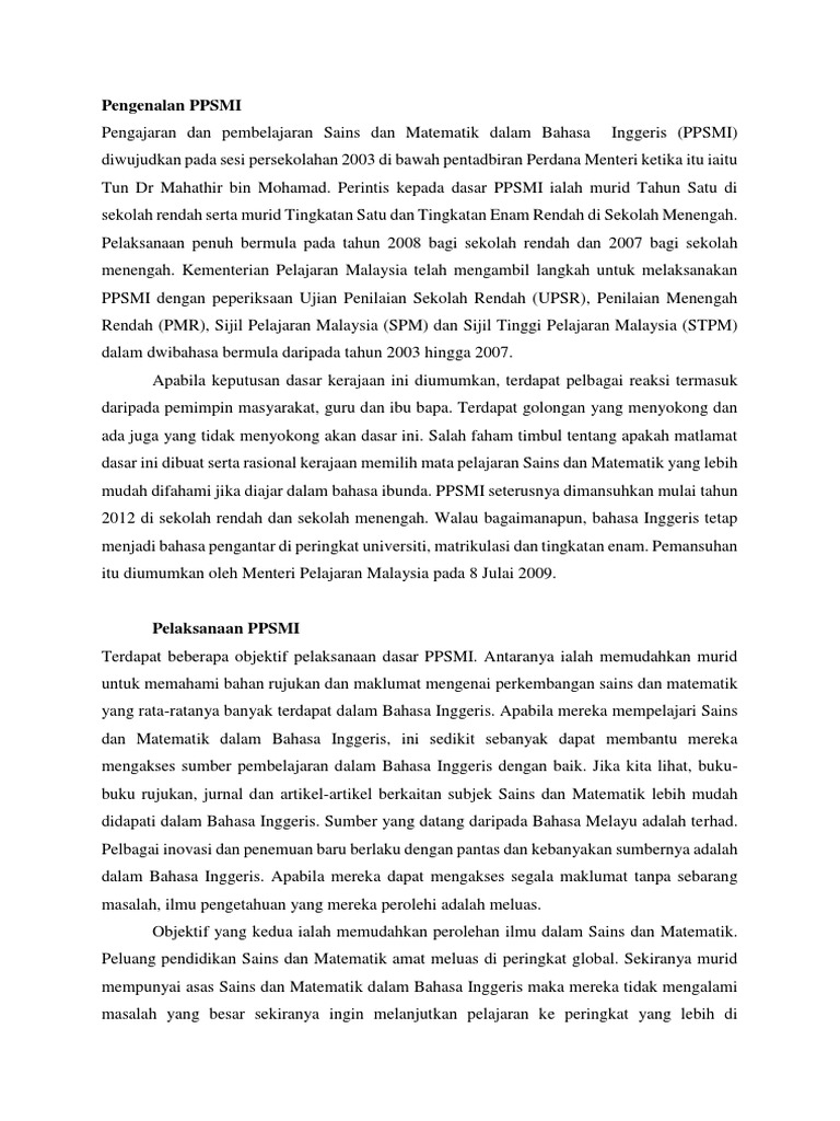 Pengenalan PPSMI | PDF