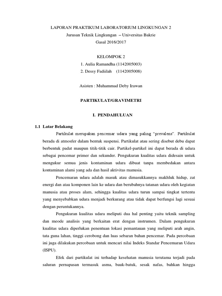 Laporan Praktikum TSP Laboratorium Lingkungan 2 | PDF