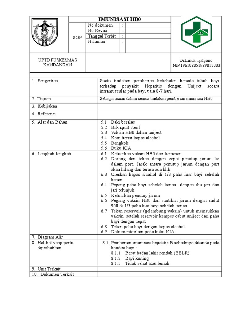 SOP Imunisasi HB0 | PDF