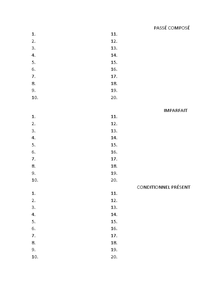 Passe Compose Imparfait Et Conditionnel Présent | PDF