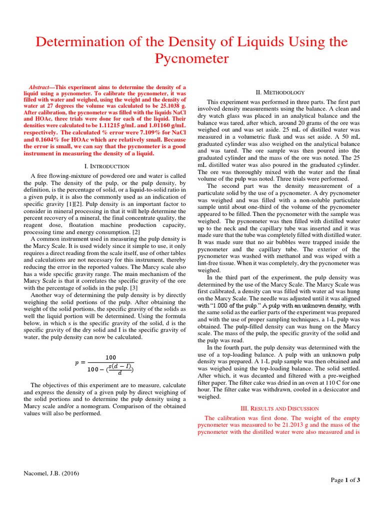 Experiment 4 | PDF | Density | Weighing Scale