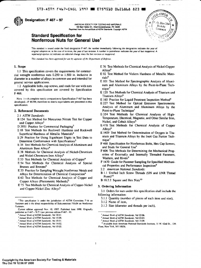 Astm F467 | PDF | Alloy | Screw