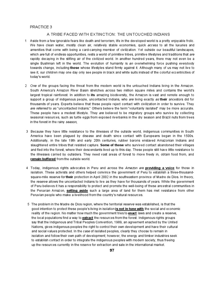 Advanced Reading Comprehension 1 | PDF | Amazon Rainforest | Indigenous ...