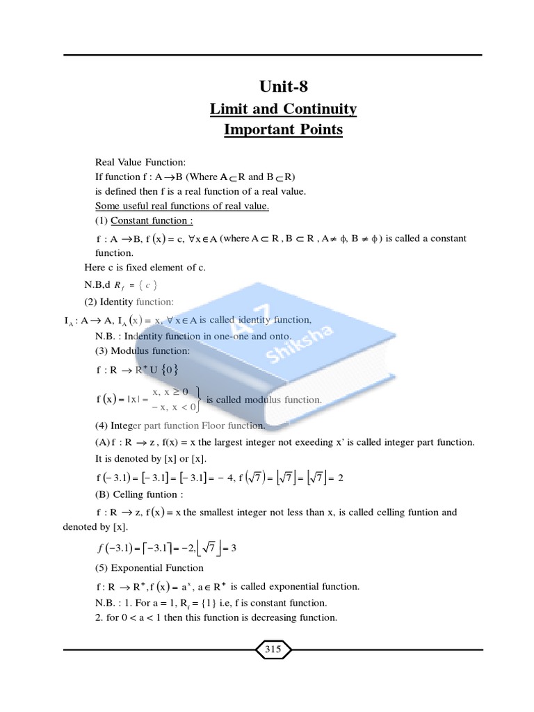 Limit & Continuity | Download Free PDF | Logarithm | Mathematical Analysis
