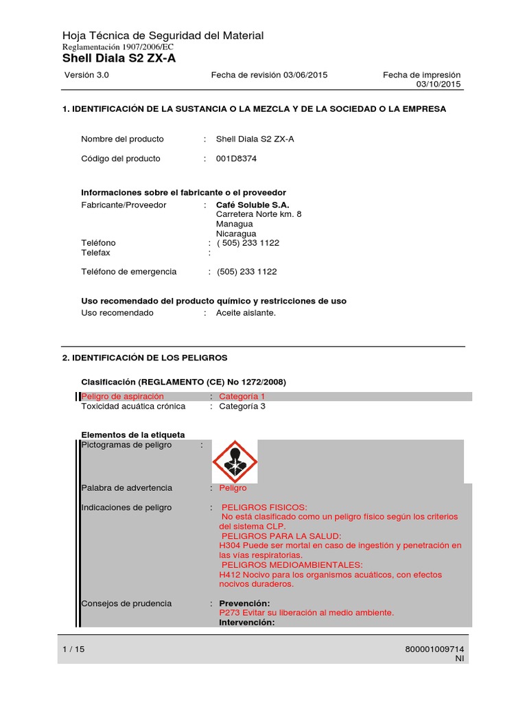 MSDS - Diala S2 Zx-A | PDF | Contaminación | Toxicidad