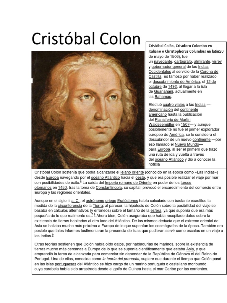 Cristóbal Colon | PDF | Cristobal colon | Geografía