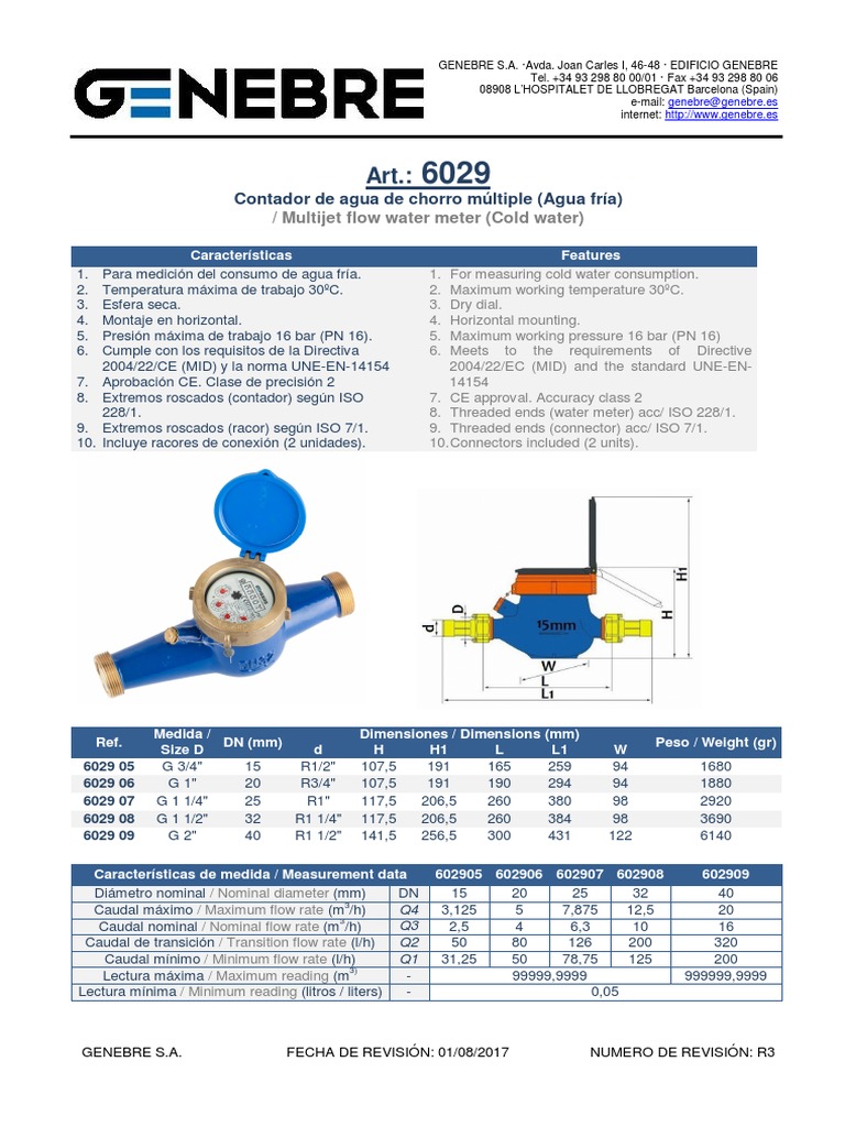 Contador de Agua Fría Multijet Genebre | PDF | Tecnología