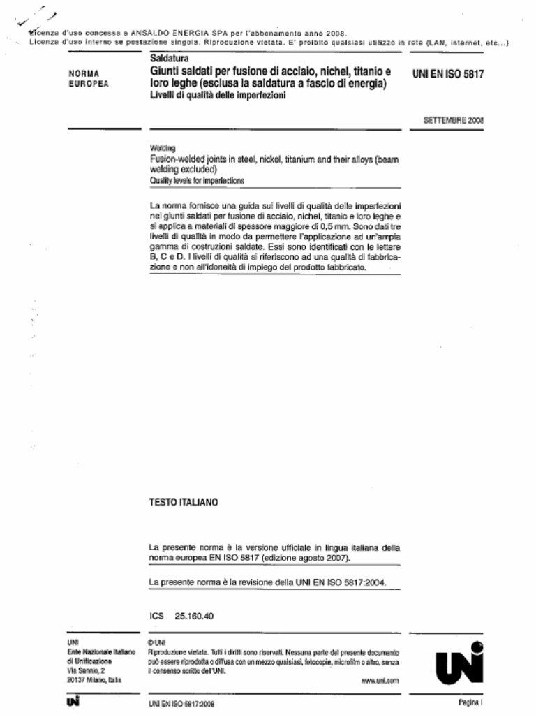 Uni en Iso 5817 | PDF