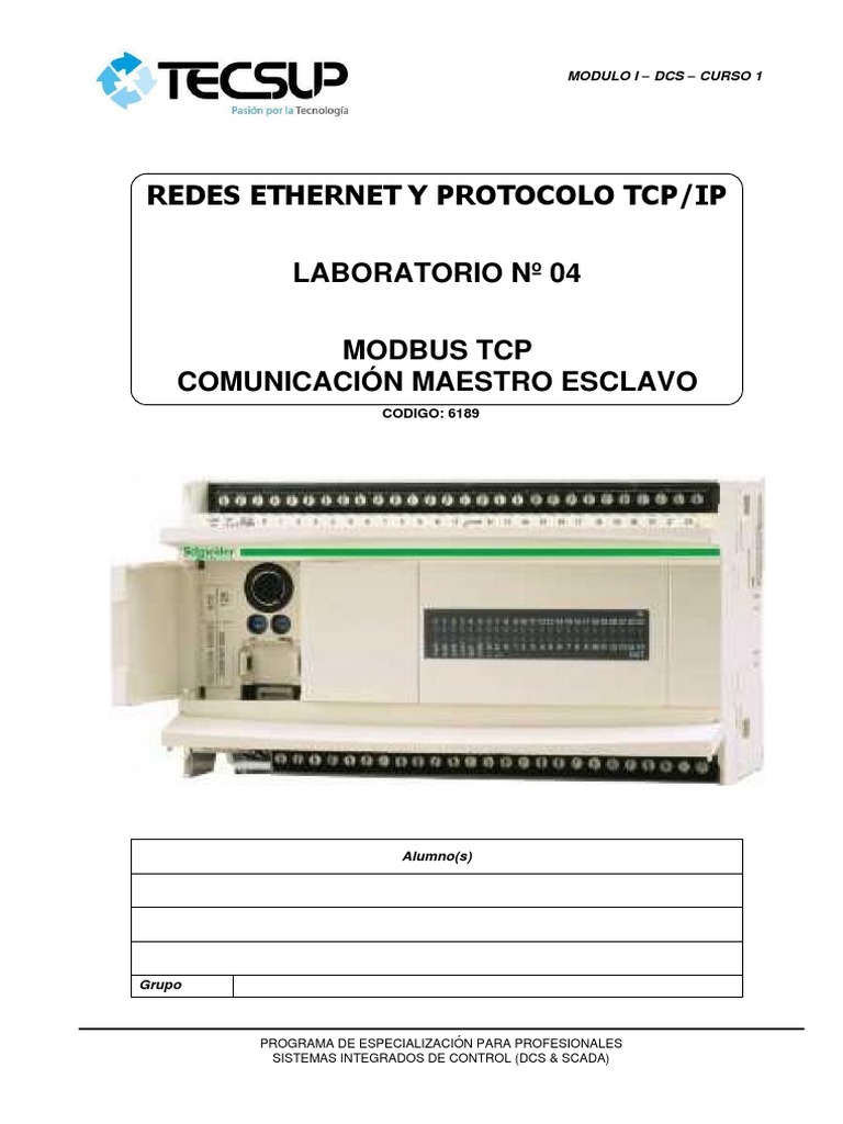 Laboratorio-04-DCS-Redes Ethernet TCPIP - Comunicacion Modbus TCPDFDFGE | PDF | Scada ...