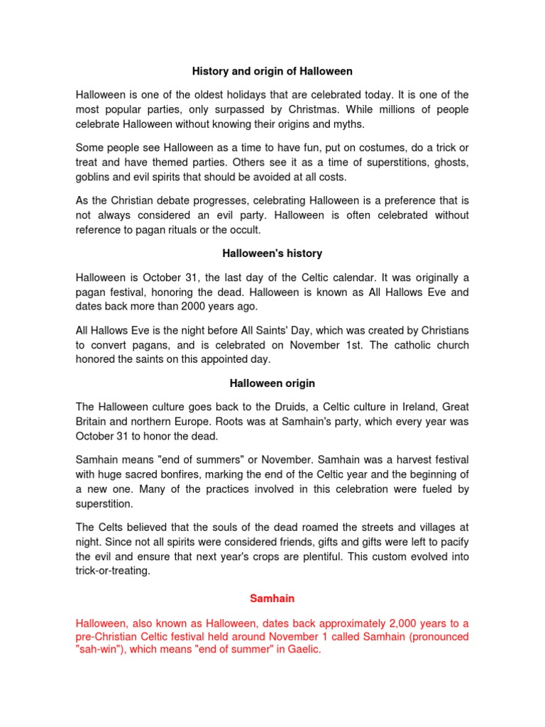 History and Origin of Halloween: Samhain | PDF | Halloween ...