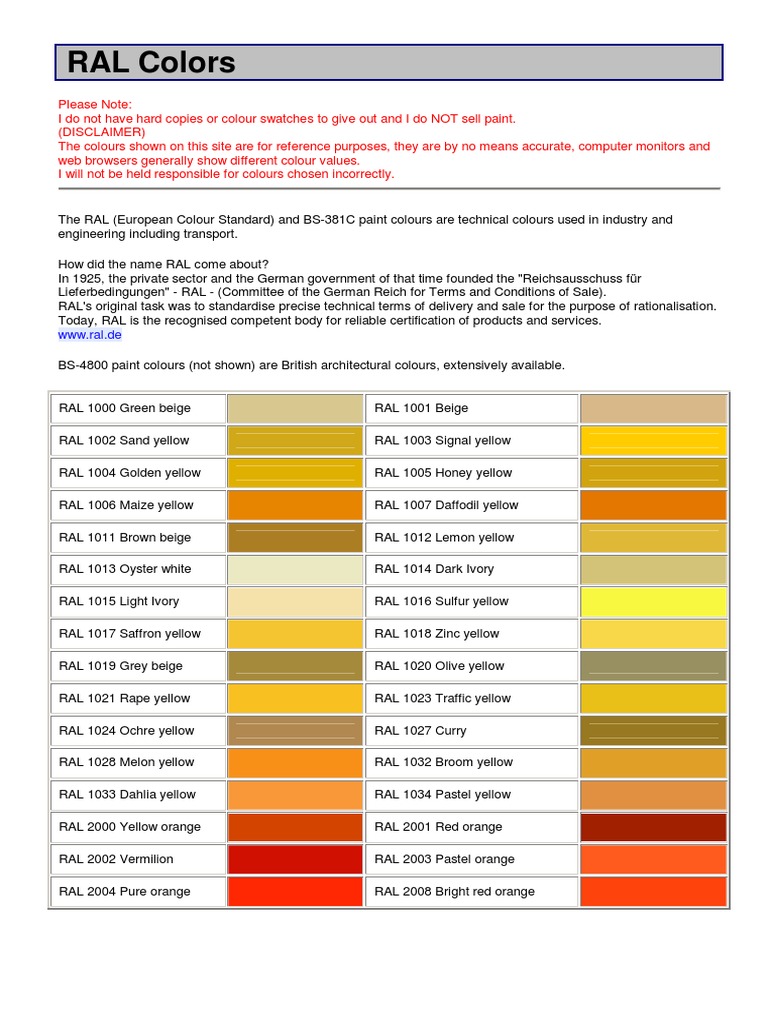 RAL Colors | PDF | Yellow | Blue