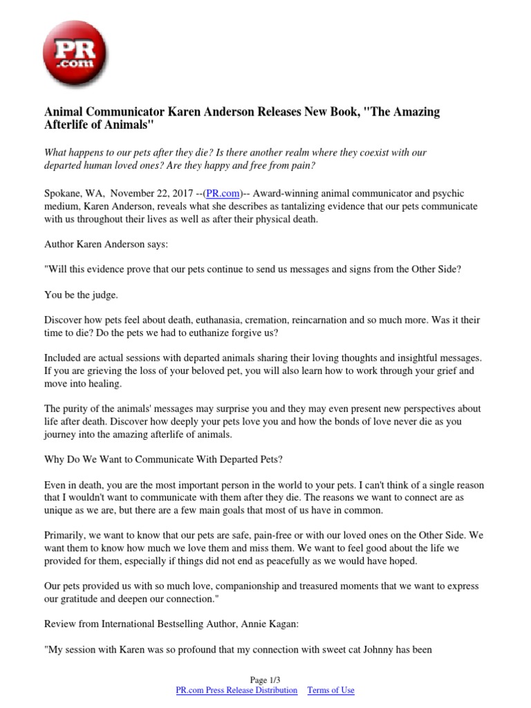 Animal Communicator Karen Anderson Releases New Book, "The Amazing ...