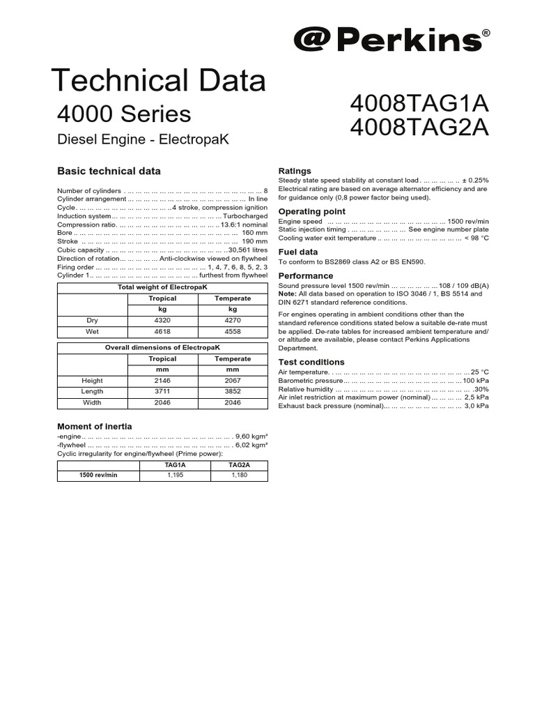 Perkins 4008tag1a & Tag2a (Tsl4252e-6) | PDF | Turbocharger | Engines
