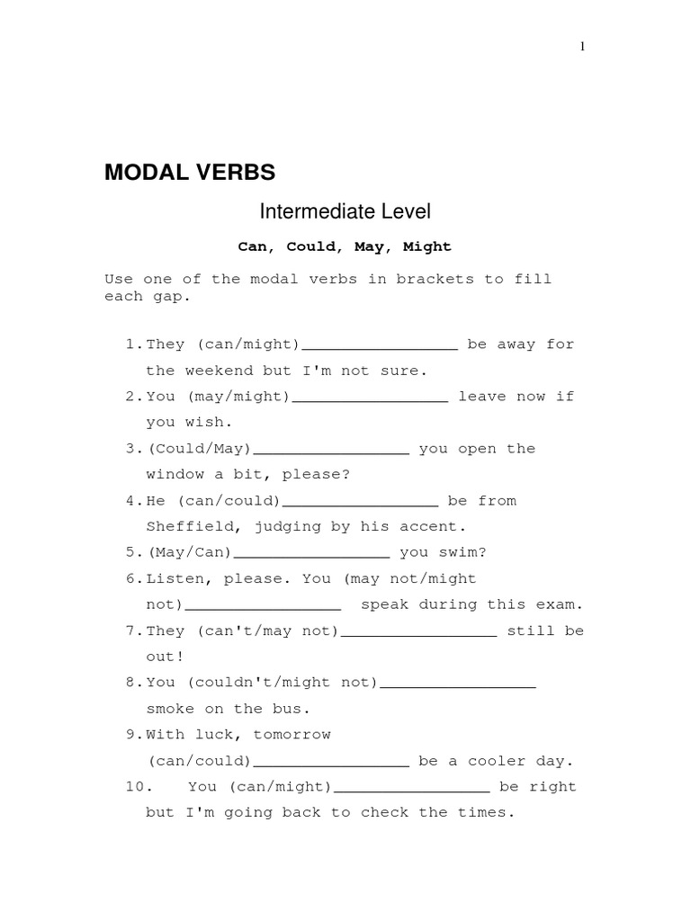 Modal Verbs: Intermediate Level | PDF | Rapid Transit