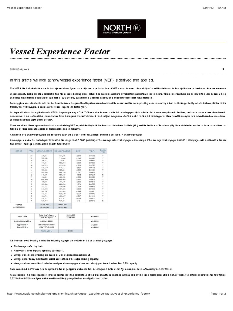 Vessel Experience Factor | PDF | Transport | Nature