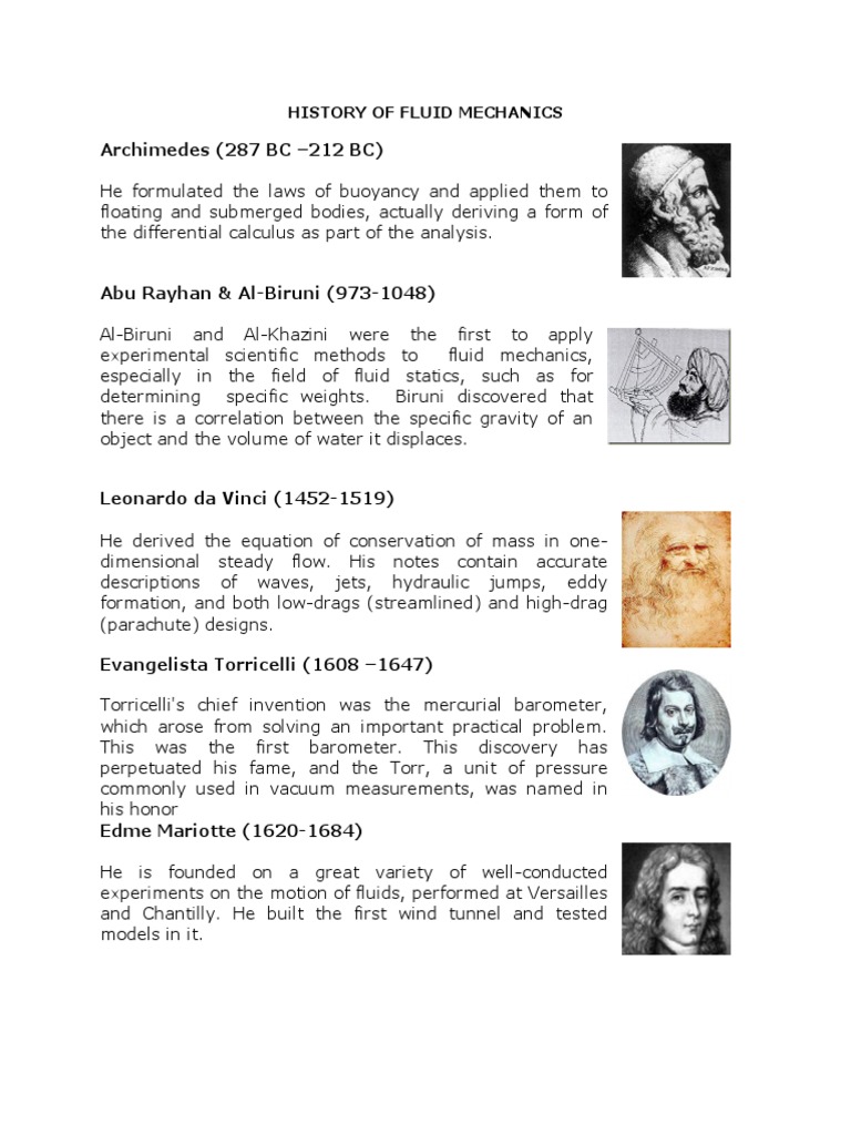 History of Fluid Mechanics Timeline | PDF | Fluid Dynamics | Fluid ...