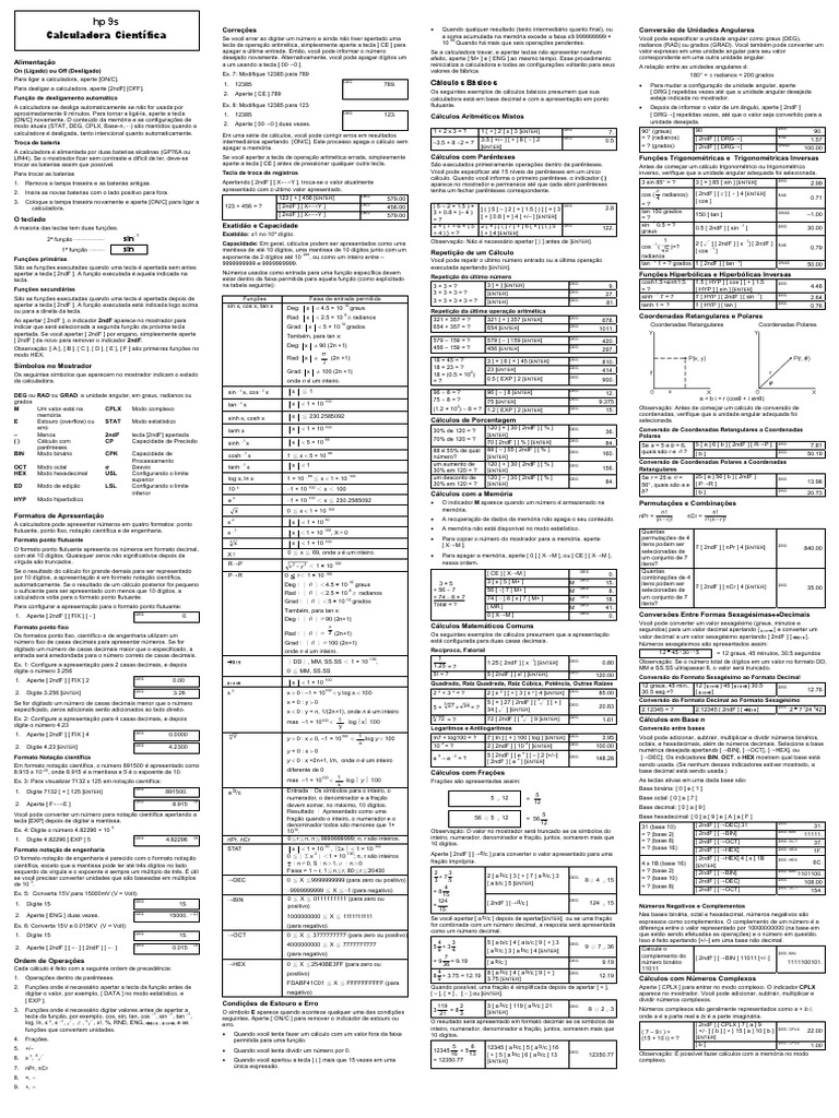 HP-9S (Calculadora Científica Português) PDF | PDF | Aritmética ...