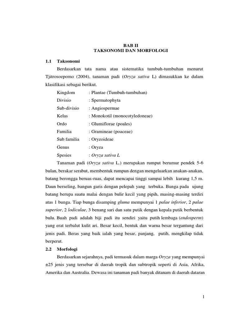Makalah Taksonomi Dan Morfologi Padi | PDF