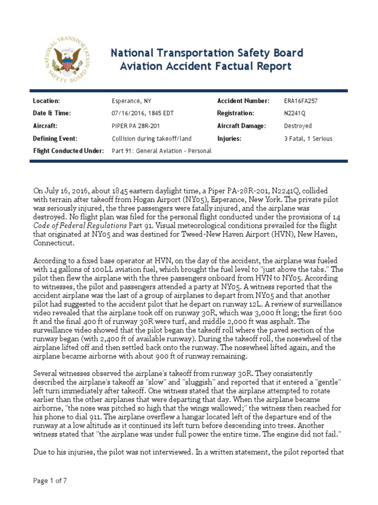 NTSB Report | PDF | Takeoff | Airplane