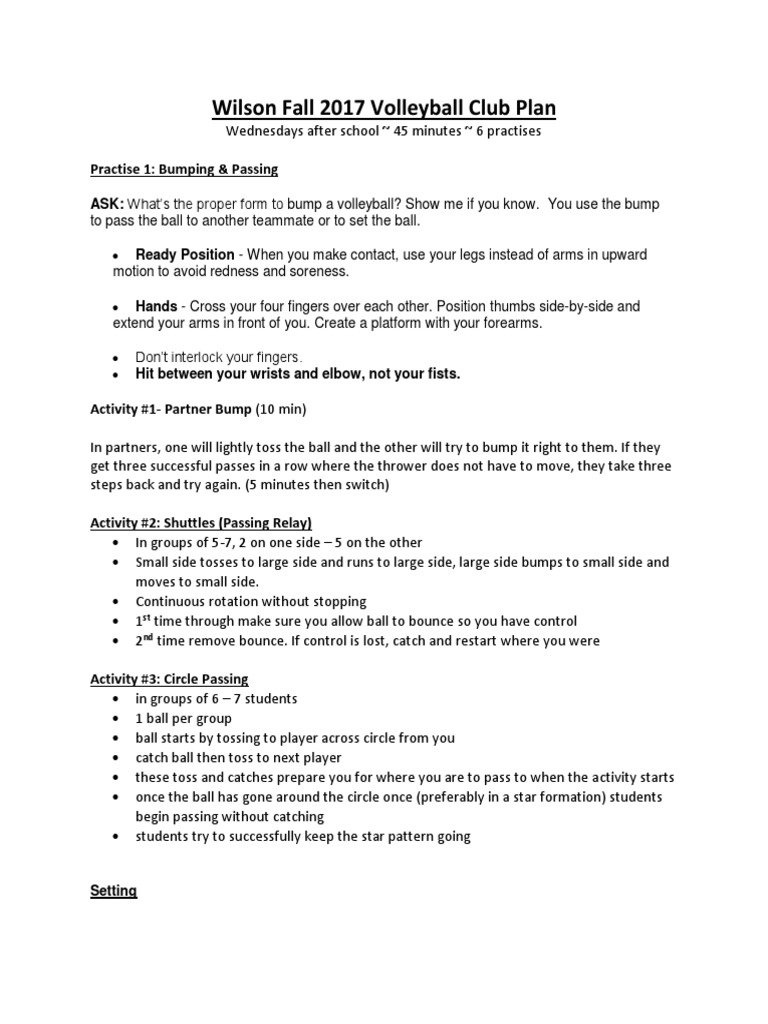 Volleyball Club Plan | PDF | Volleyball | Games Of Physical Skill