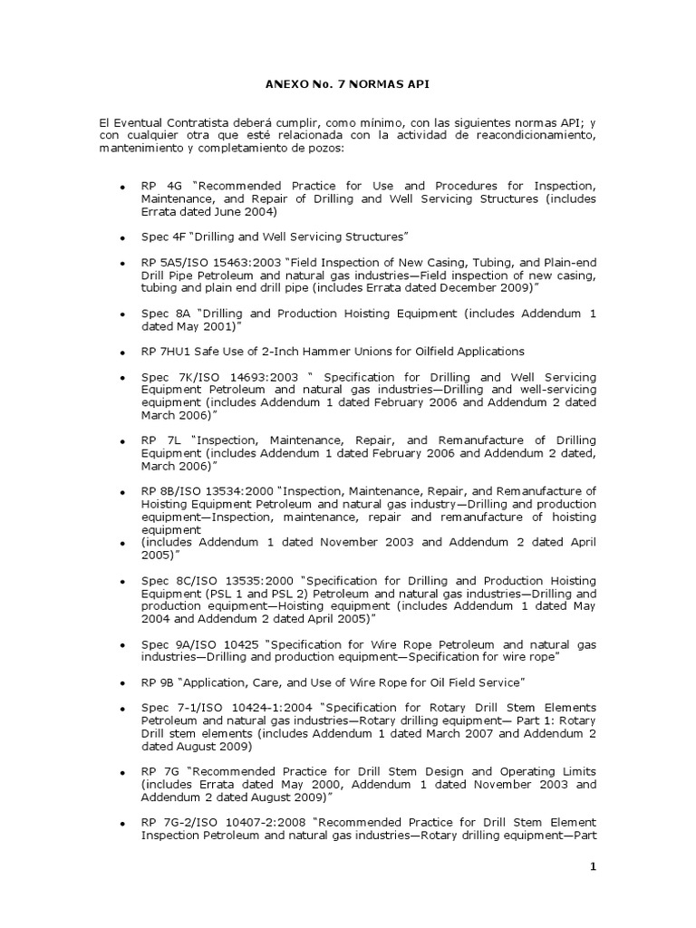 Anexo 6 Normas Api | PDF | Oil Well | Manufactured Goods