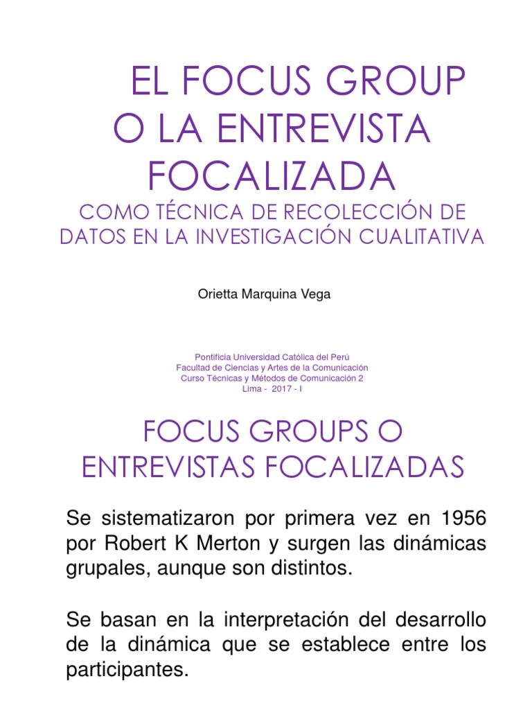 Sem 10 - El Focus Group o La Entrevista Focalizada | PDF | Grupo de ...