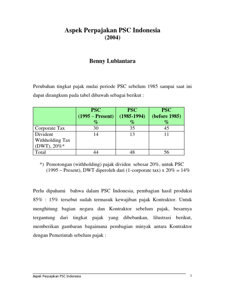 Aspek Perpajakan PSC Indonesia | PDF