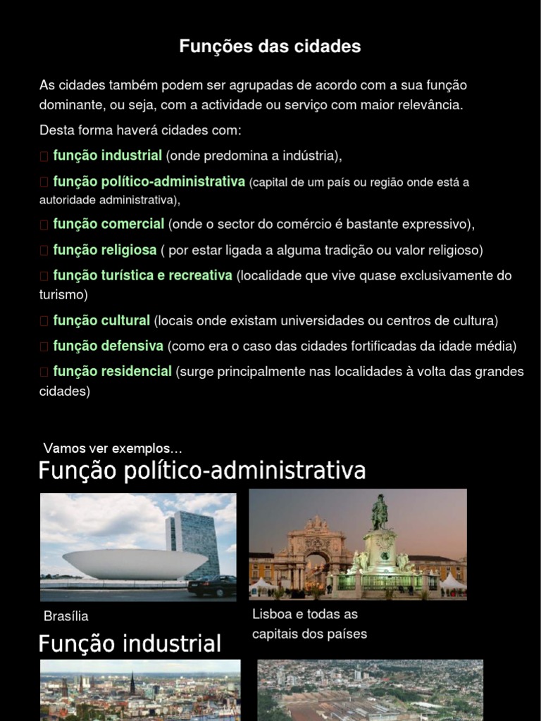 Funções Cidades | PDF