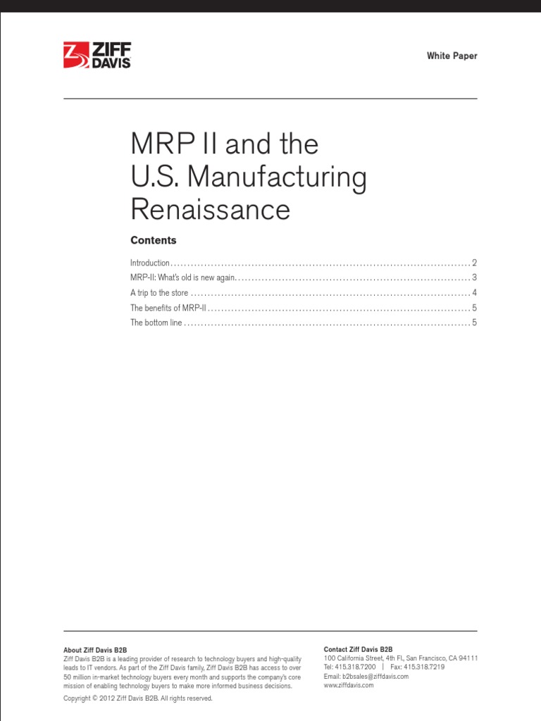 MRP II and The U.S. Manufacturing Renaissance: White Paper | PDF ...
