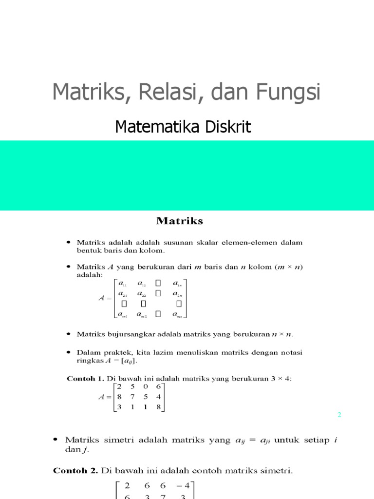 Fungsi dan Relasi Matriks dalam Matematika | PDF