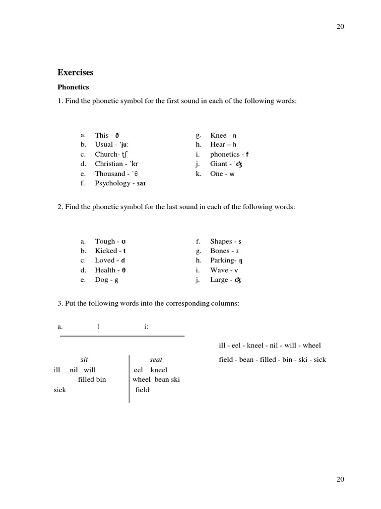 EXERCISES | PDF | Phonology | Human Voice