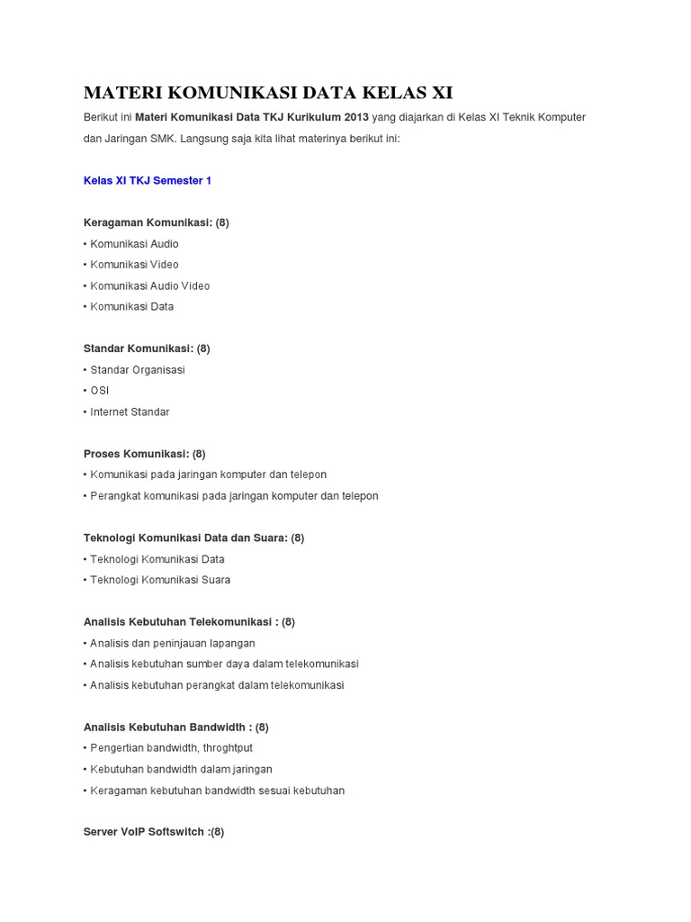 Materi Komunikasi Data Kelas Xi | PDF