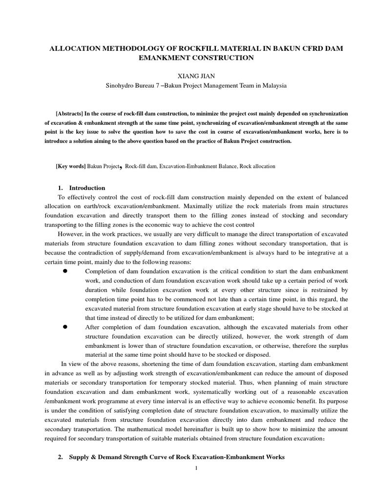 Allocation Methodology of Rockfill Material in Bakun CFRD Dam Emankment ...