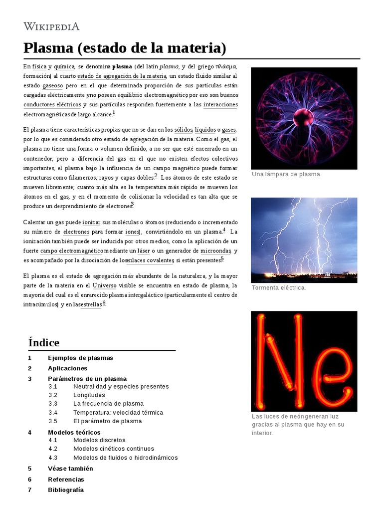 Plasma (Estado de La Materia) | PDF | Plasma (Física) | Física