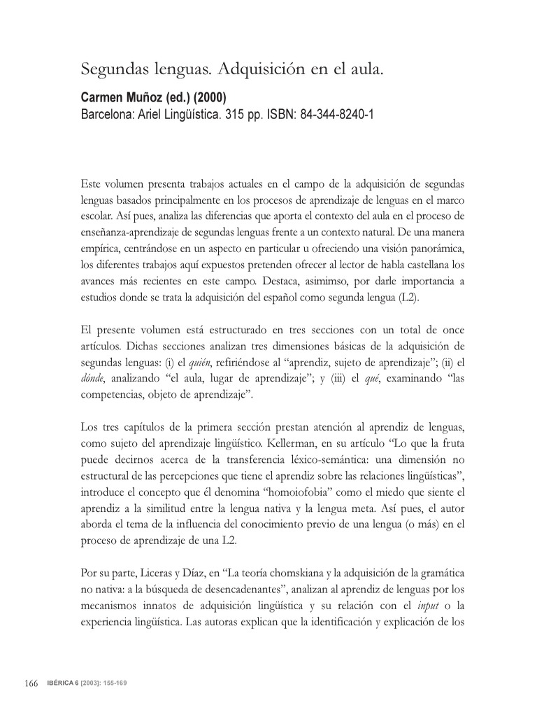 Segundas Lenguas. Adquisición en El Aula. | PDF | Salón de clases ...