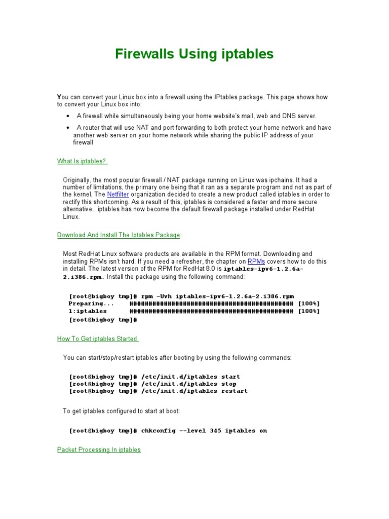 Linux Firewalls Using Iptables | PDF | Firewall (Computing) | Port (Computer Networking)