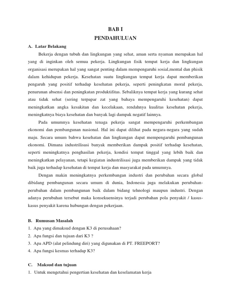 Makalah Keselamatan Dan Kesehatan Kerja (K3) Pt. Freeport Indonesia | PDF