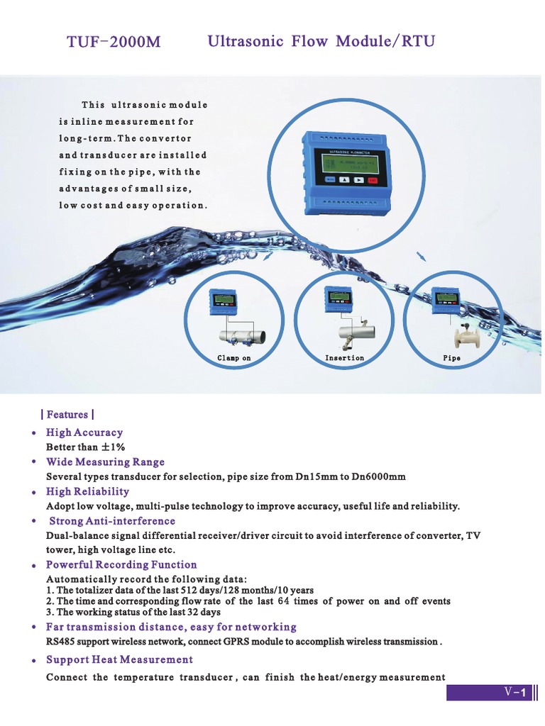 Tuf 2000m Datasheet | PDF | Flow Measurement | Ultrasound
