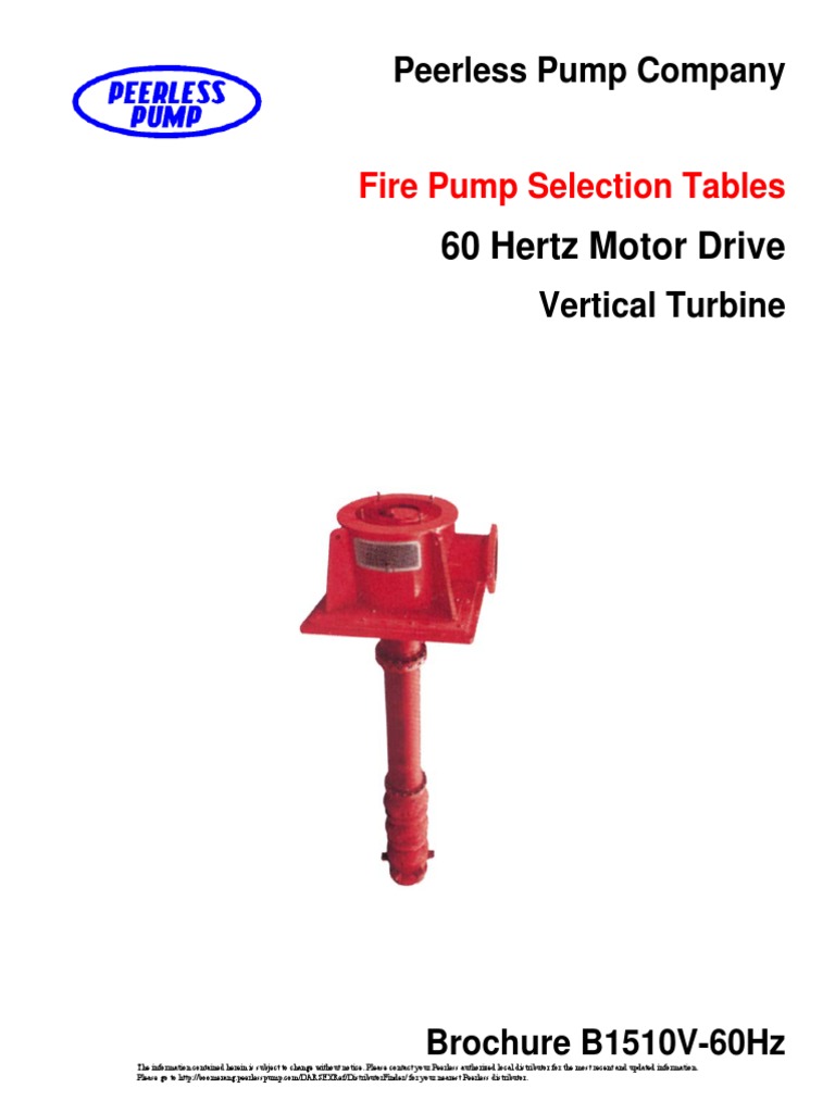 Peerless Pump Company Vertical Turbine Fire Pumps Selection Tables | PDF | Horsepower | Pump