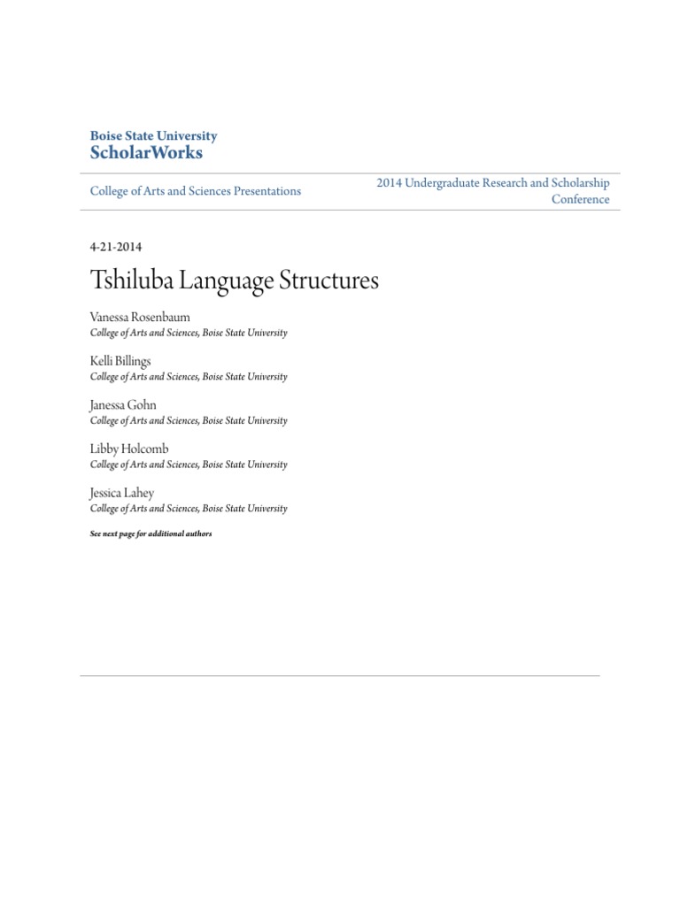 Tshiluba Language Structures PDF | PDF | Tone (Linguistics) | Noun