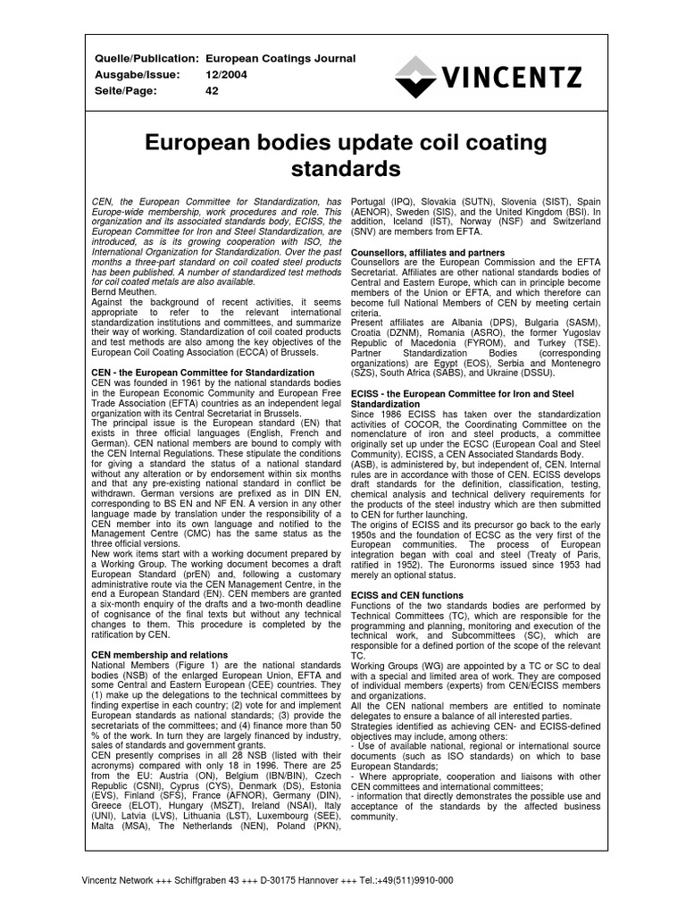European Coil Coating Standards Update | PDF | International ...