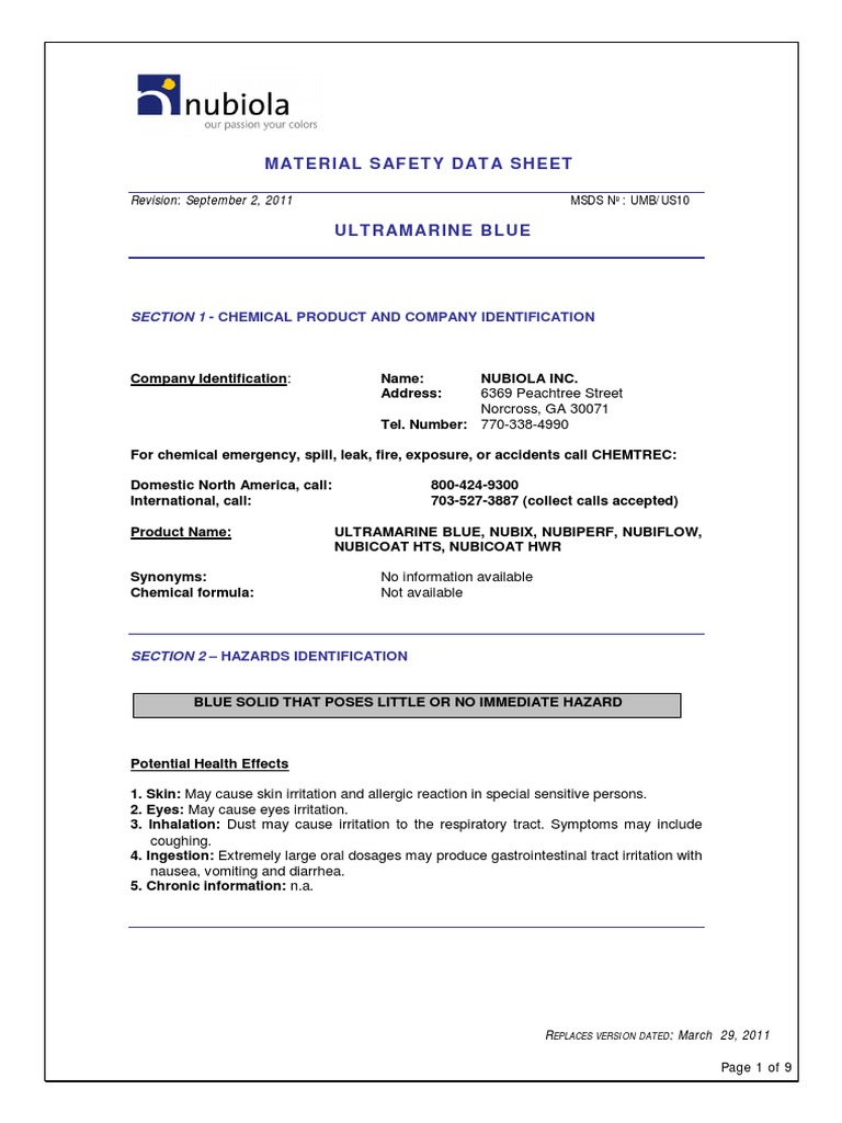 Msds UMB | PDF | Personal Protective Equipment | Dangerous Goods